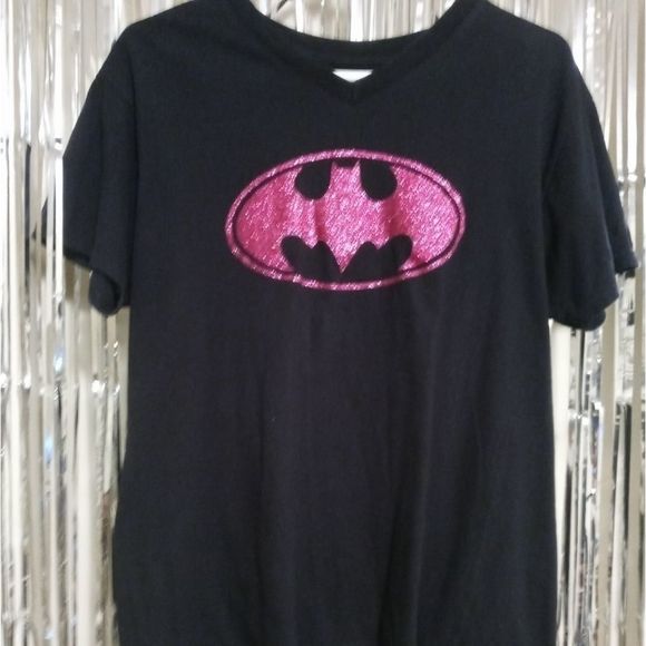 Gildan | Tops | Ladies Pink Glitter Batman Tee | Poshmark